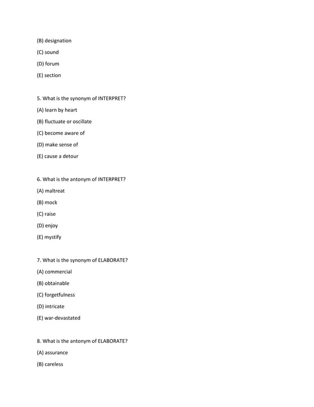 Ged Vocabulary List Pdf | PDF