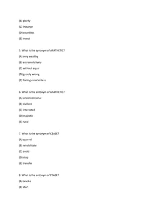 Ged Vocabulary Words | PDF