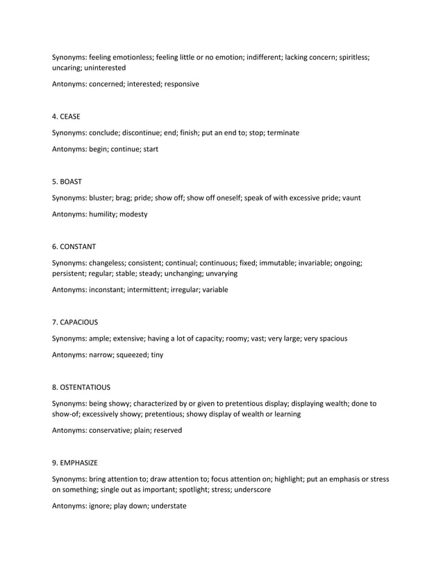 Ged Vocabulary Words | PDF | Education