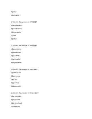 Ged Vocabulary Words List | PDF