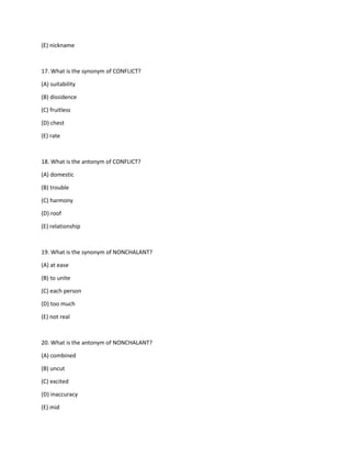 Ged Vocabulary Words List | PDF