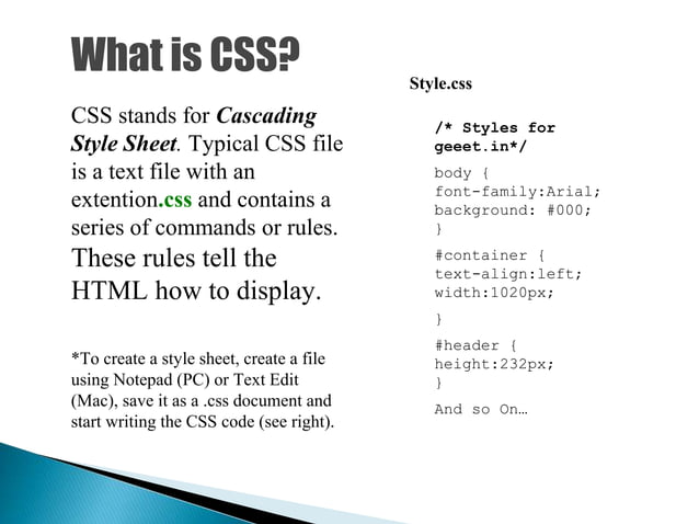 Html and css presentation | PPTX