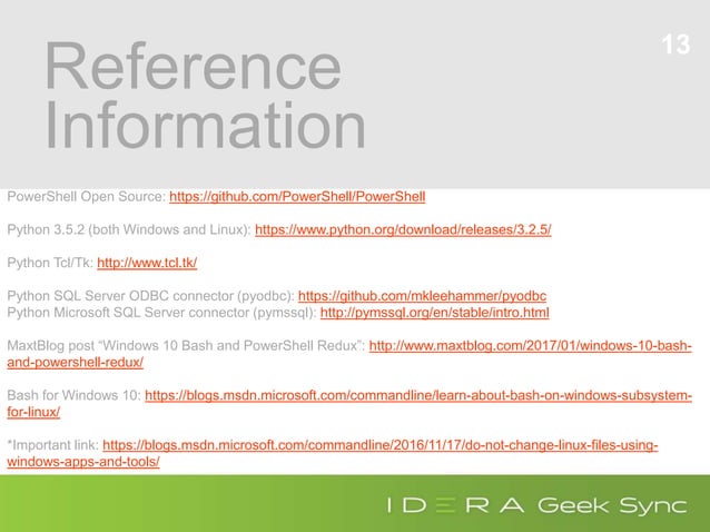 Geek Sync | Using PowerShell with Python and SQL Server | PPT