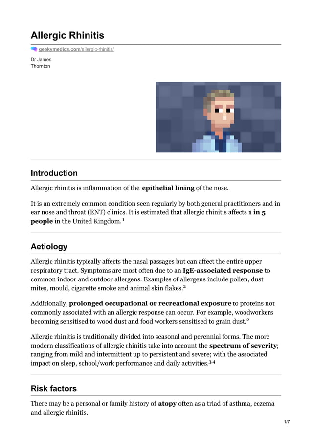 Geekymedics.com allergic rhinitis | PDF