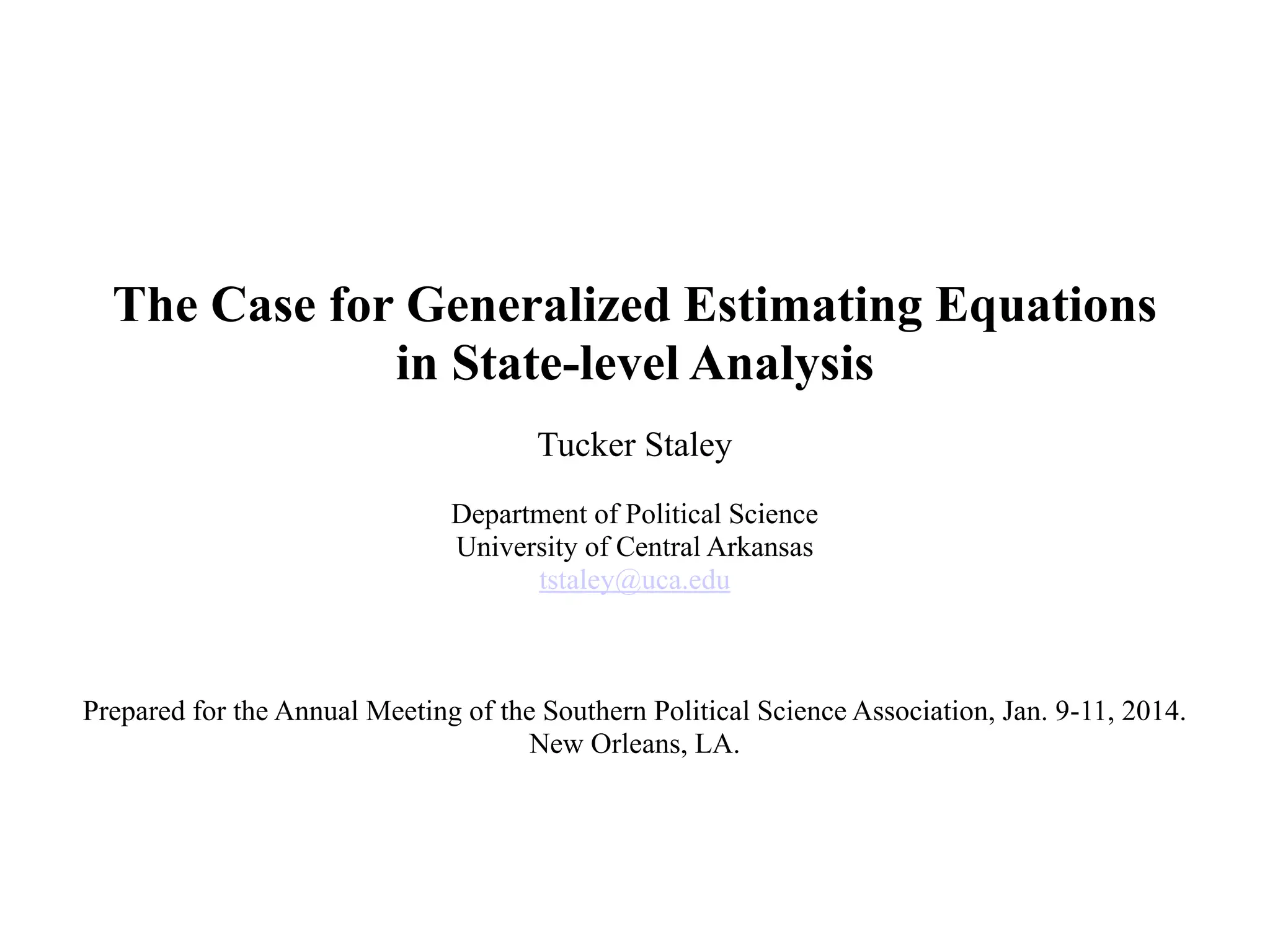 The Case For Generalized Estimating Equations In State Level Analysis Ppt Physics Science