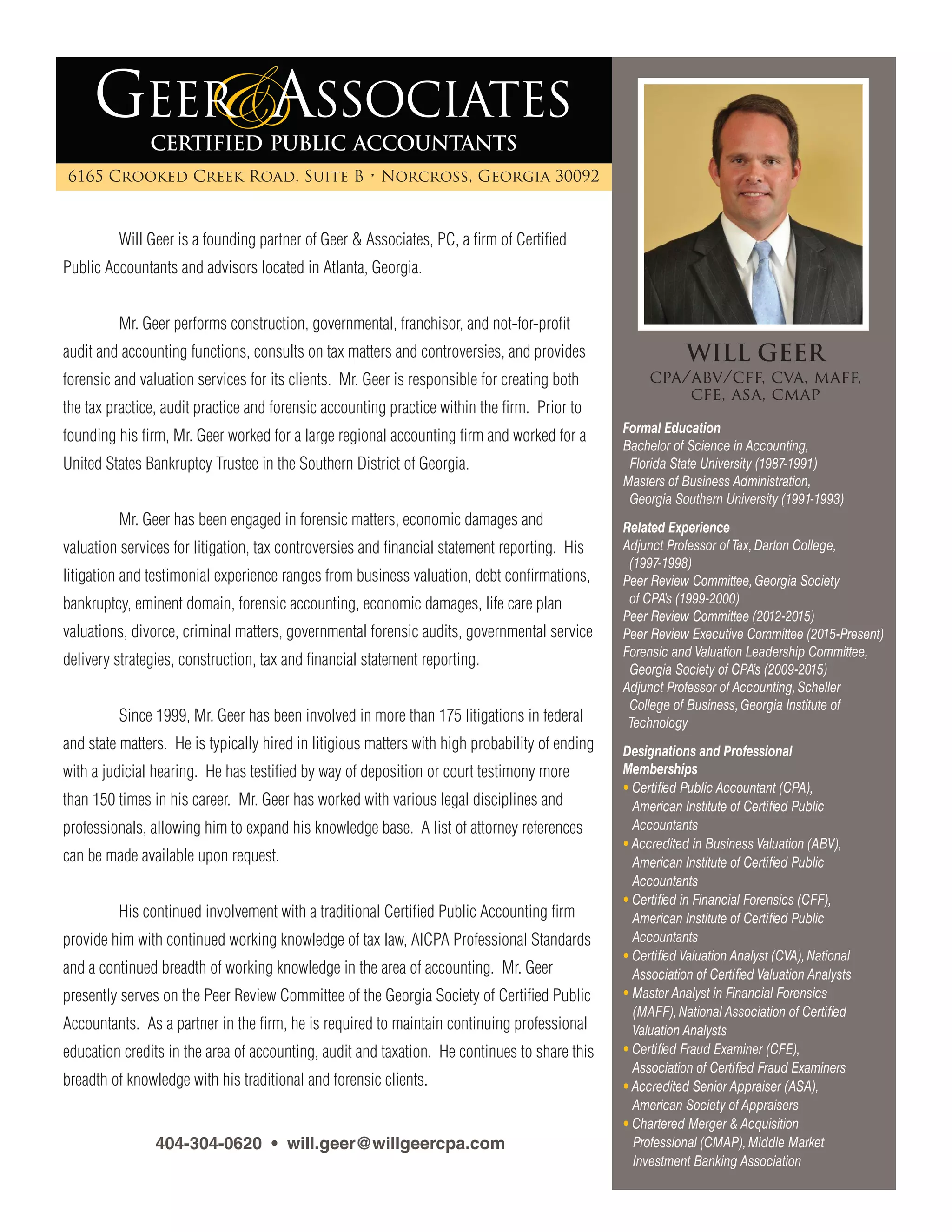 Geer bio jan 2016 | PDF