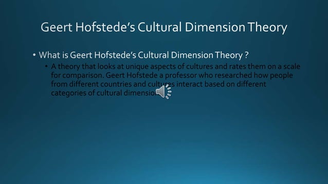 Geert hofstede's cultural dimension theory Bus 187 | PPT