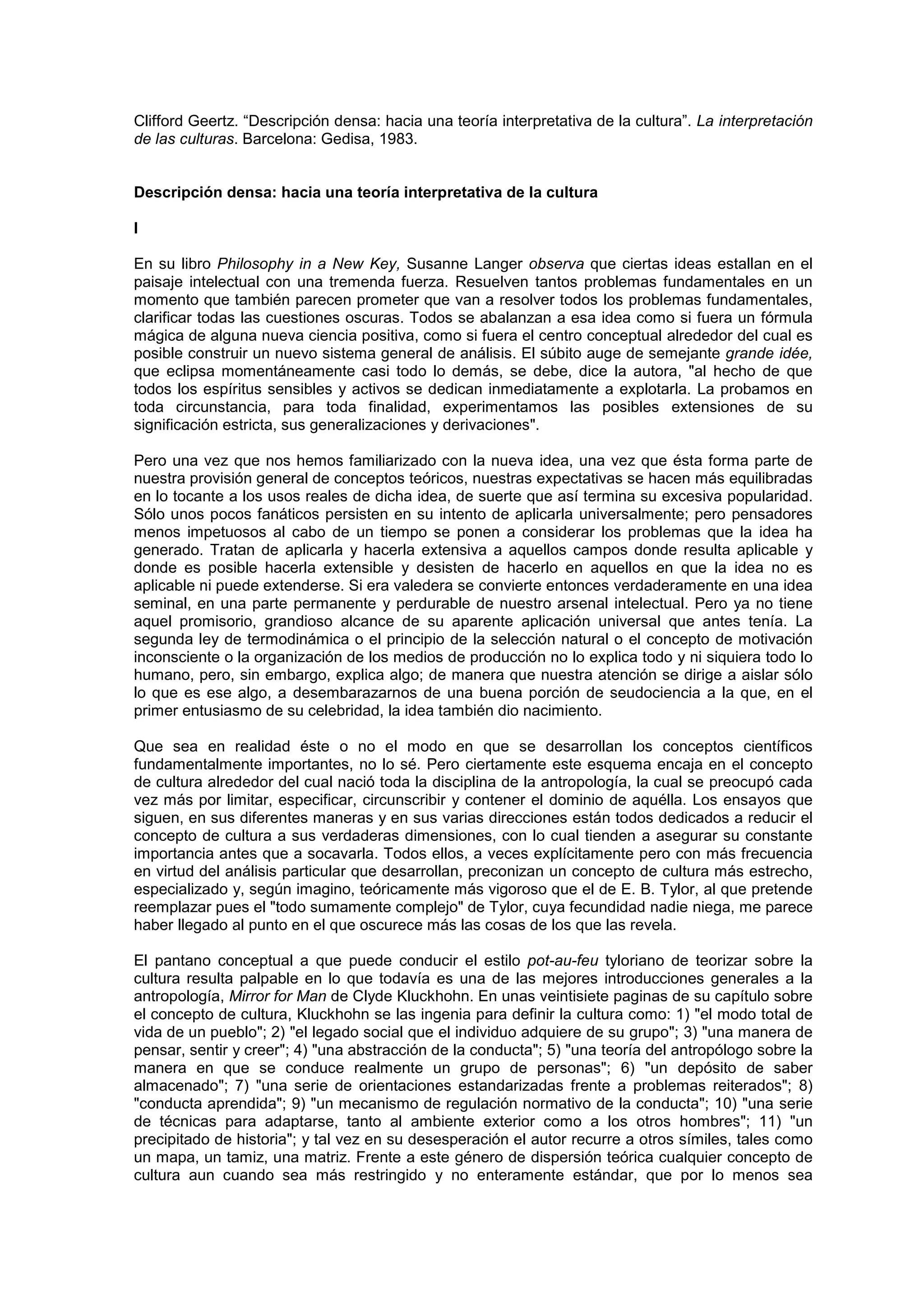 Geertz, clifford. descripción densa. hacia una teoría interpretativa de ...