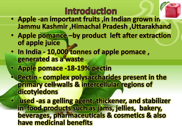 preparation of pectin from apples | PPTX | Chemistry | Science