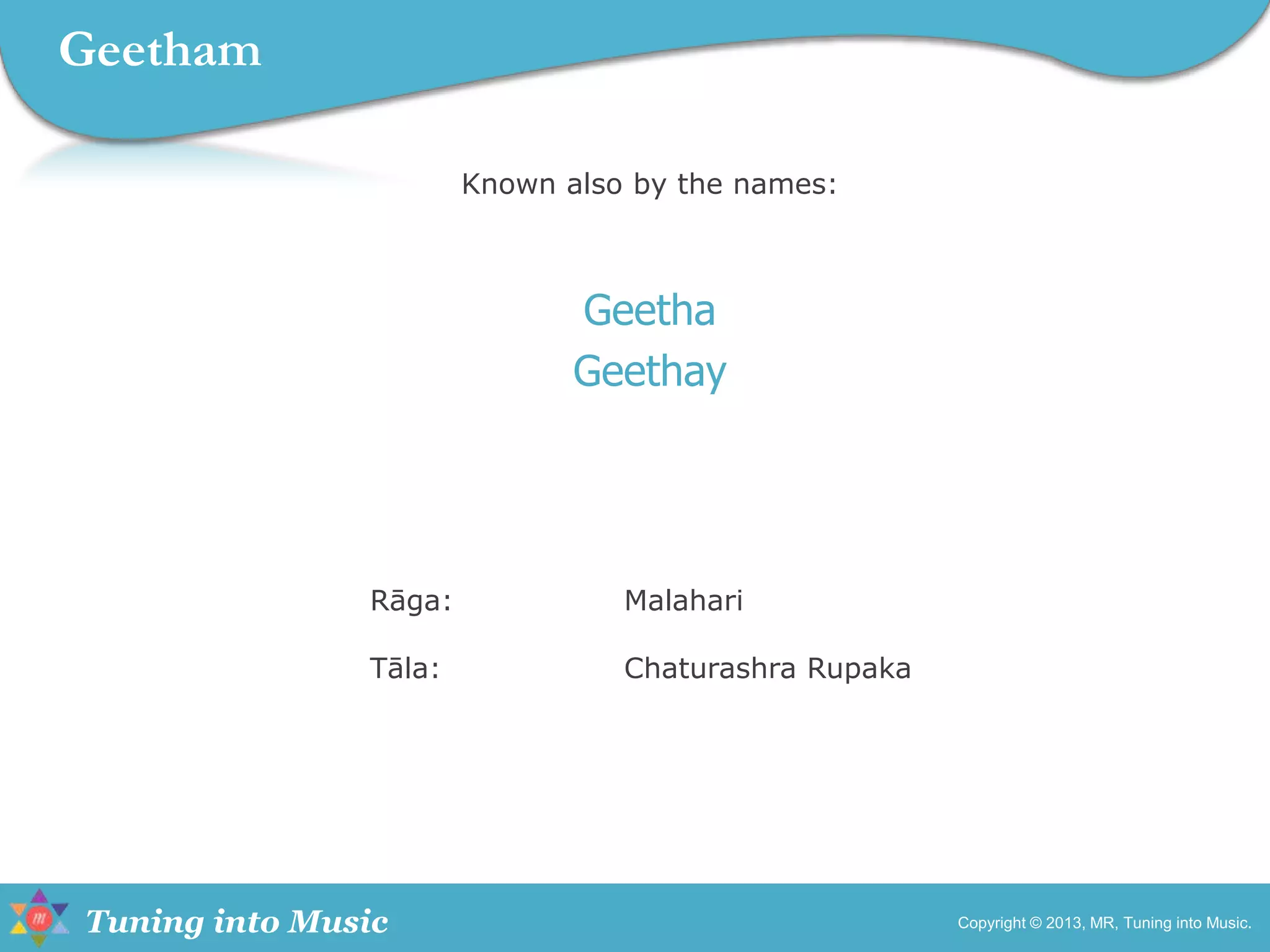 Carnatic Music Notations: Geetham | PPSX | Classical Music | Music