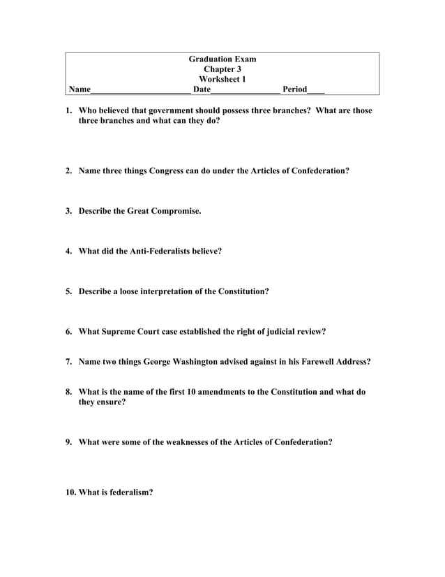 AHSGE Social Studies ch. 3 Worksheet | PDF