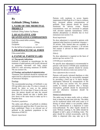 Gefitinib Tablets Taj Pharma SmPC | PDF
