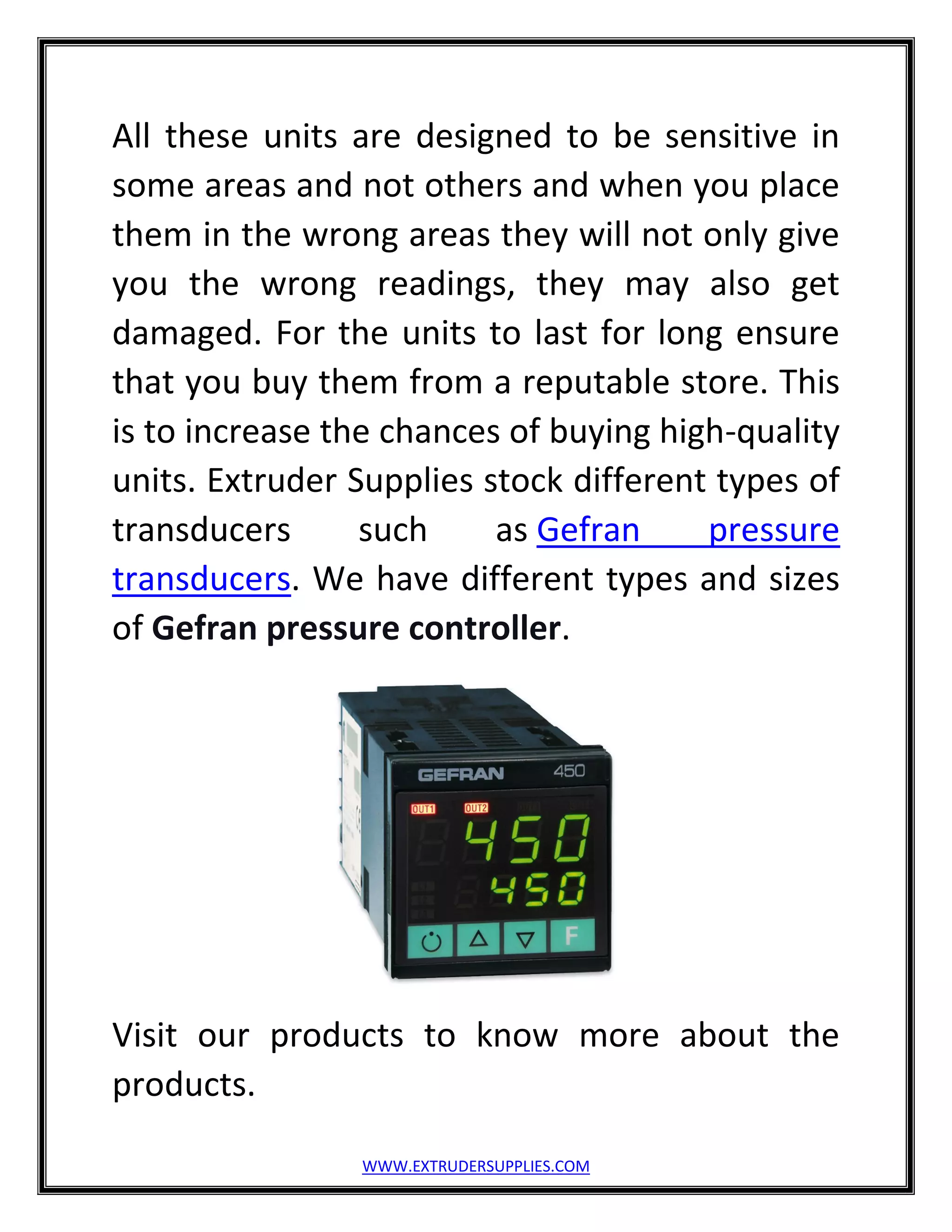 Different Types of Transducers in Market; Gefran Pressure Transducer ...