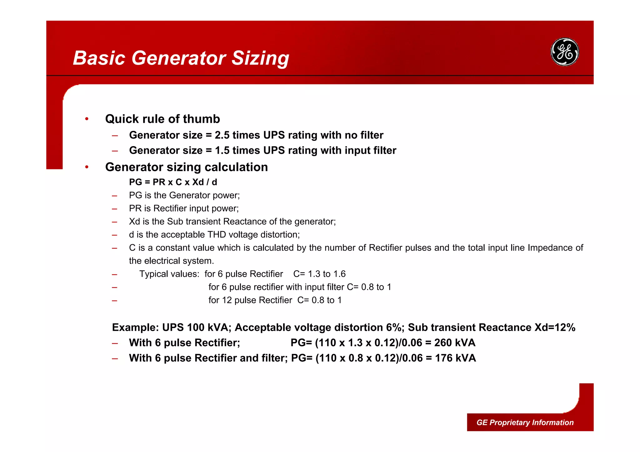 Ge generator and ups problems | PDF