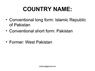 Gegraphical introduction of Pakistan By Dr. Zafar Iqbal | PPT