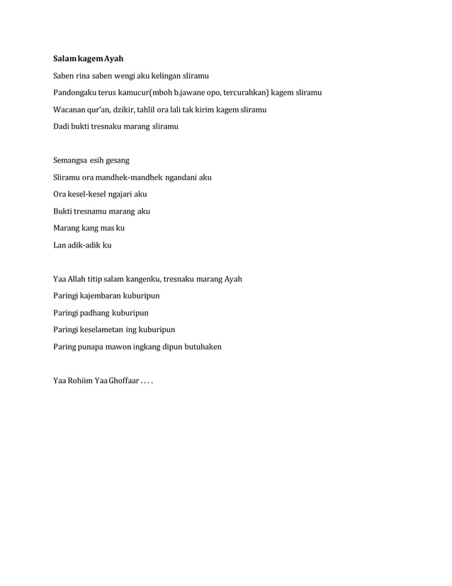 Contoh Geguritan Bahasa Jawa