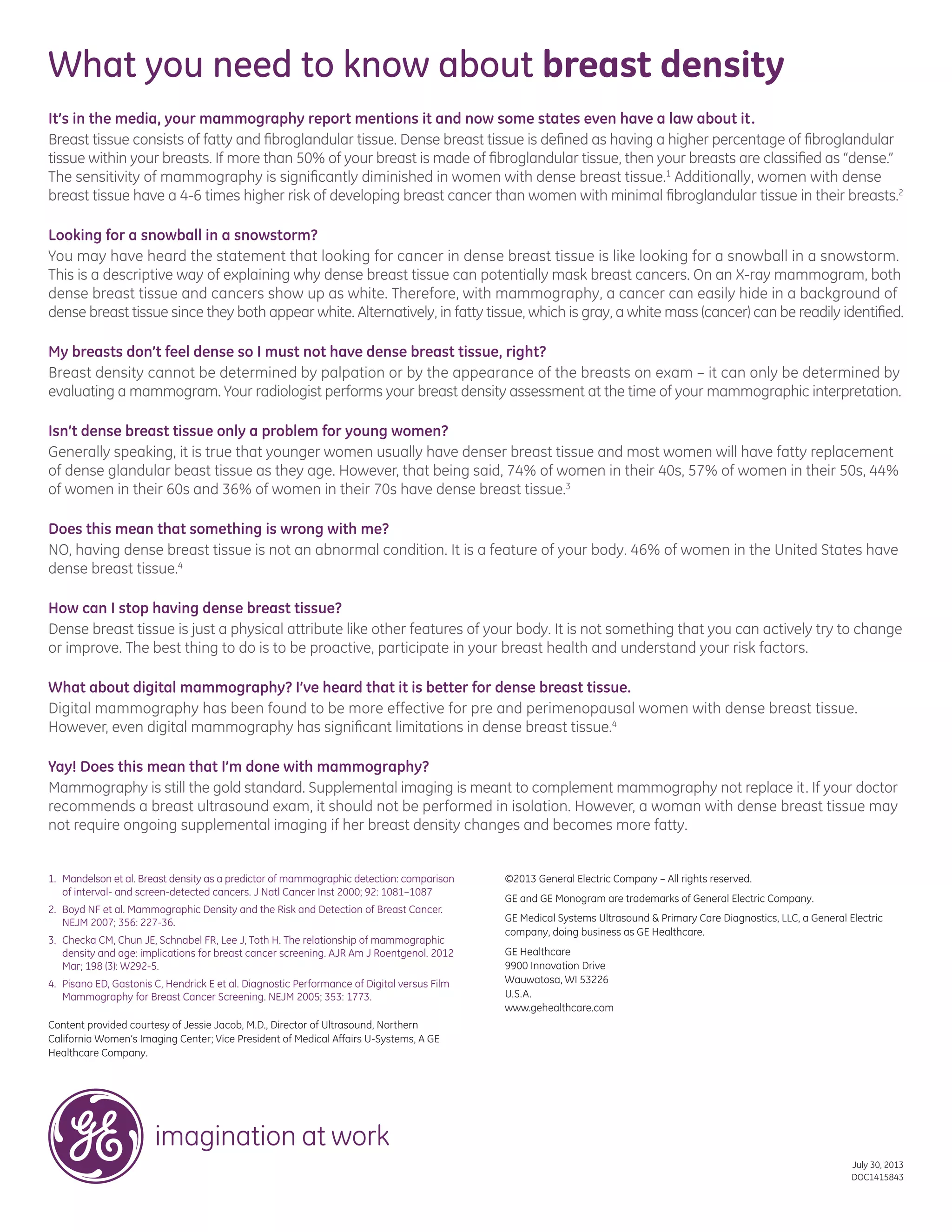 Ge healthcare quick-facts-about-breast-density | PDF