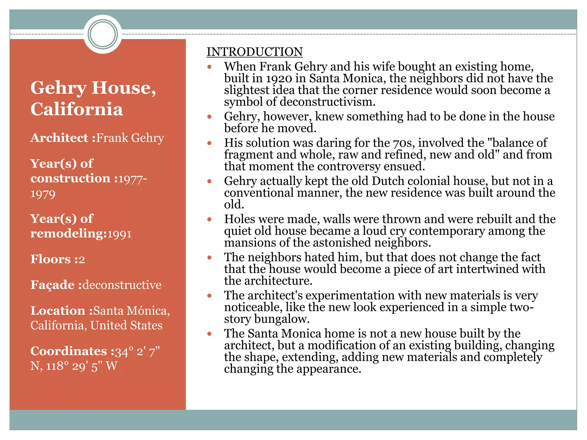 Gehry's house | PPTX