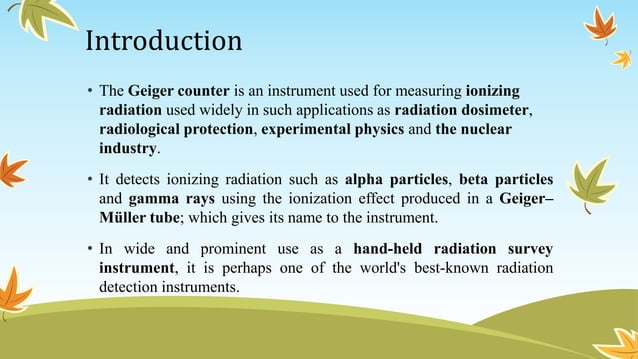 Geiger muller counter | PPTX | Chemistry | Science