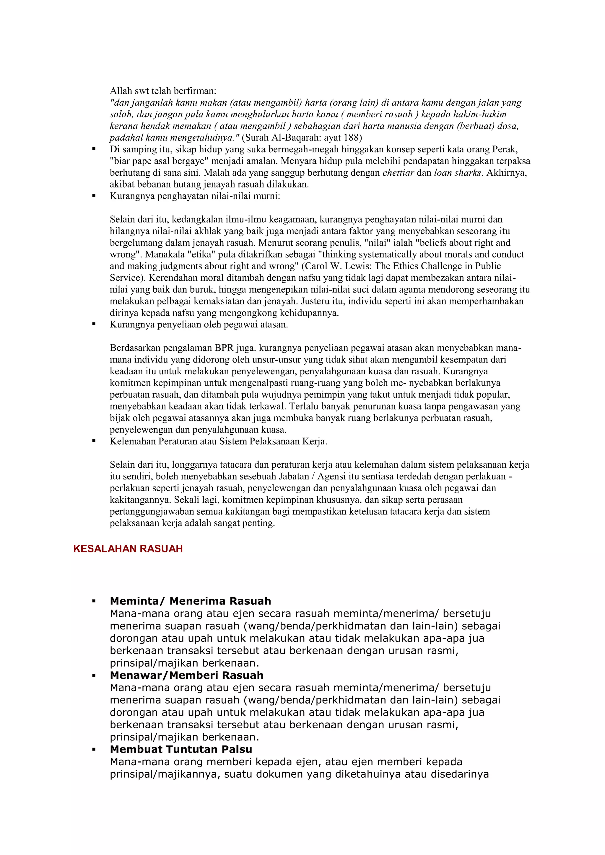 Gejala rasuah | DOCX