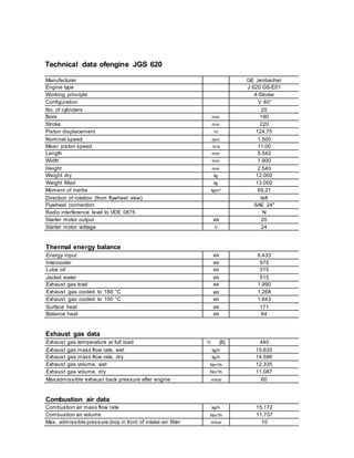 GE Jebachers Gas Engine JGS620 technical specifications | DOCX