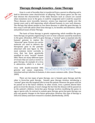 Gene Therapy One World Essay | PDF