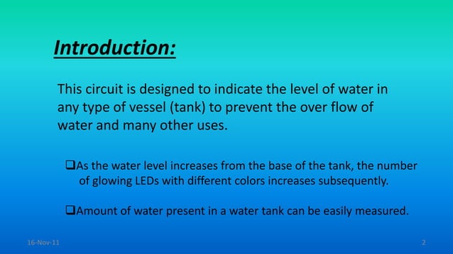 Water Level Indicator (Mini project) | PPTX