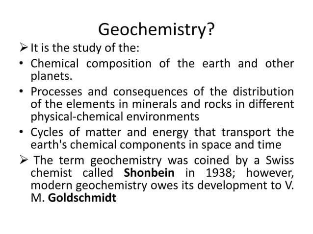 GEL 325 Introduction to Geochemistry.pptx | Chemistry | Science