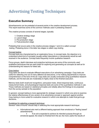 Advertising Testing Techniques | PDF