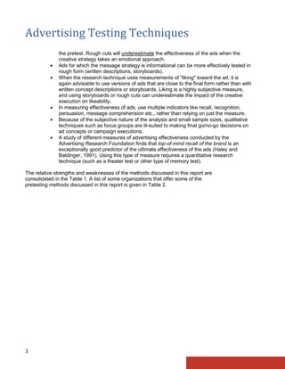 Advertising Testing Techniques | PDF