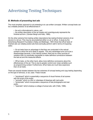 Advertising Testing Techniques | PDF