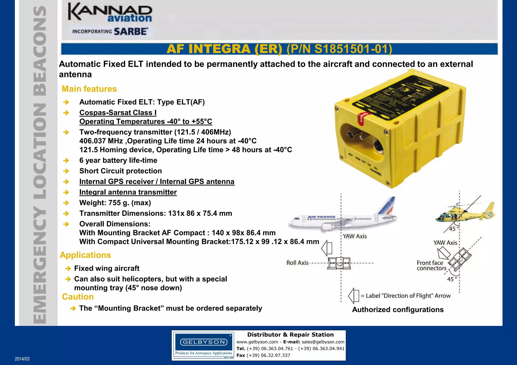 SALES / DISTRIBUTION > KANNAD > KANNAD AF INTEGRA (ER) | PPT