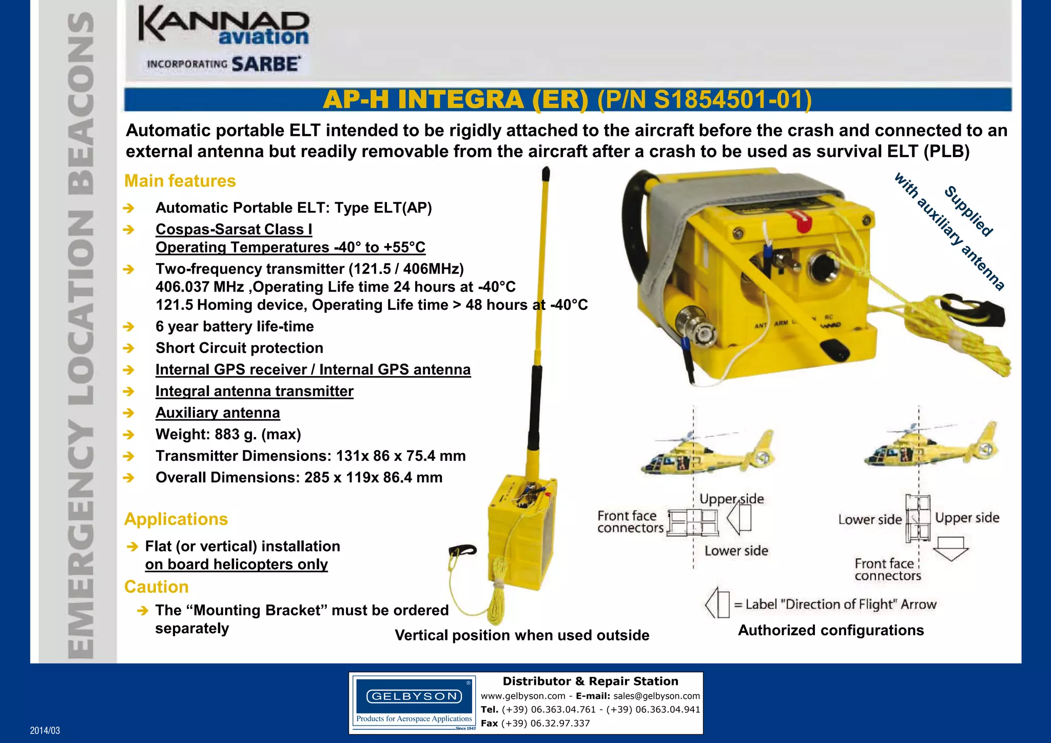 SALES / DISTRIBUTION > KANNAD > KANNAD AP-H INTEGRA (ER) | PDF