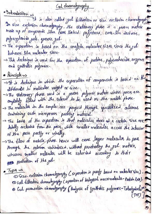 Gel chromatography Hand Written notes .pdf
