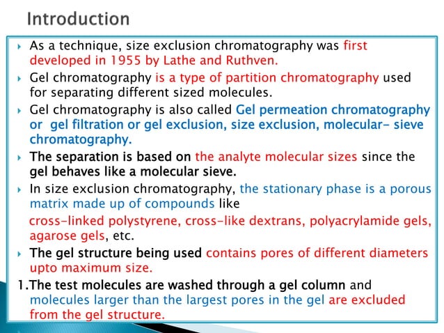 Gel chromatography, Introduction, Theory, Instrumentation, Applications ...