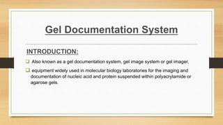 GEL DOCUMENTATION SYSTEM.pptx microbial instrumentation | PPT