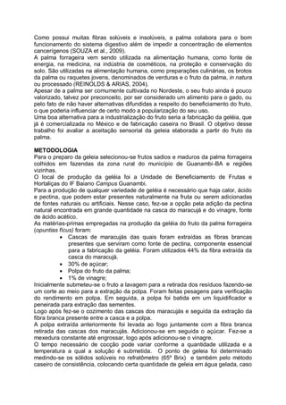 Utilização do fruto da palma forrageira para alimentação humana | PDF
