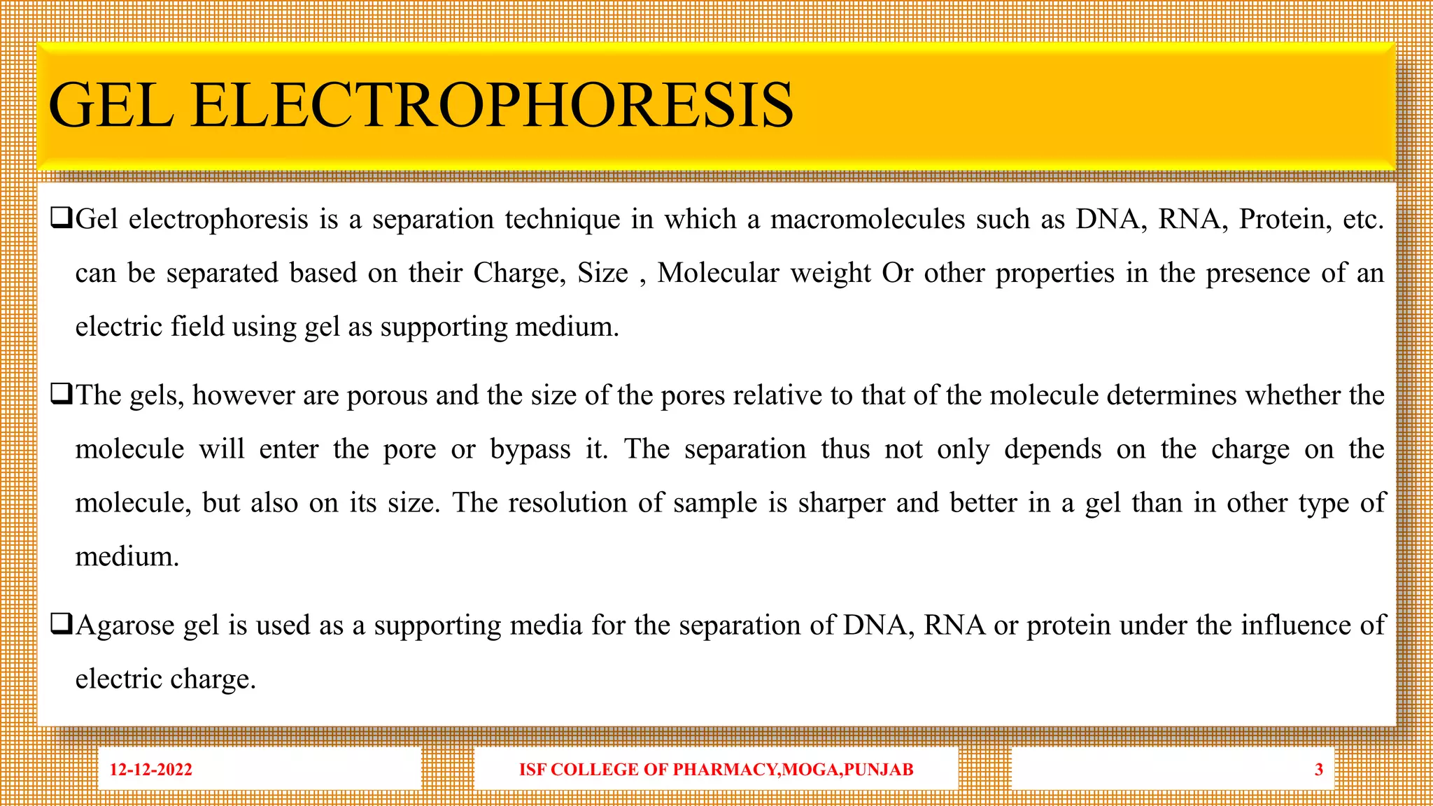 Gel Electrophoresis...pptx | Chemistry | Science