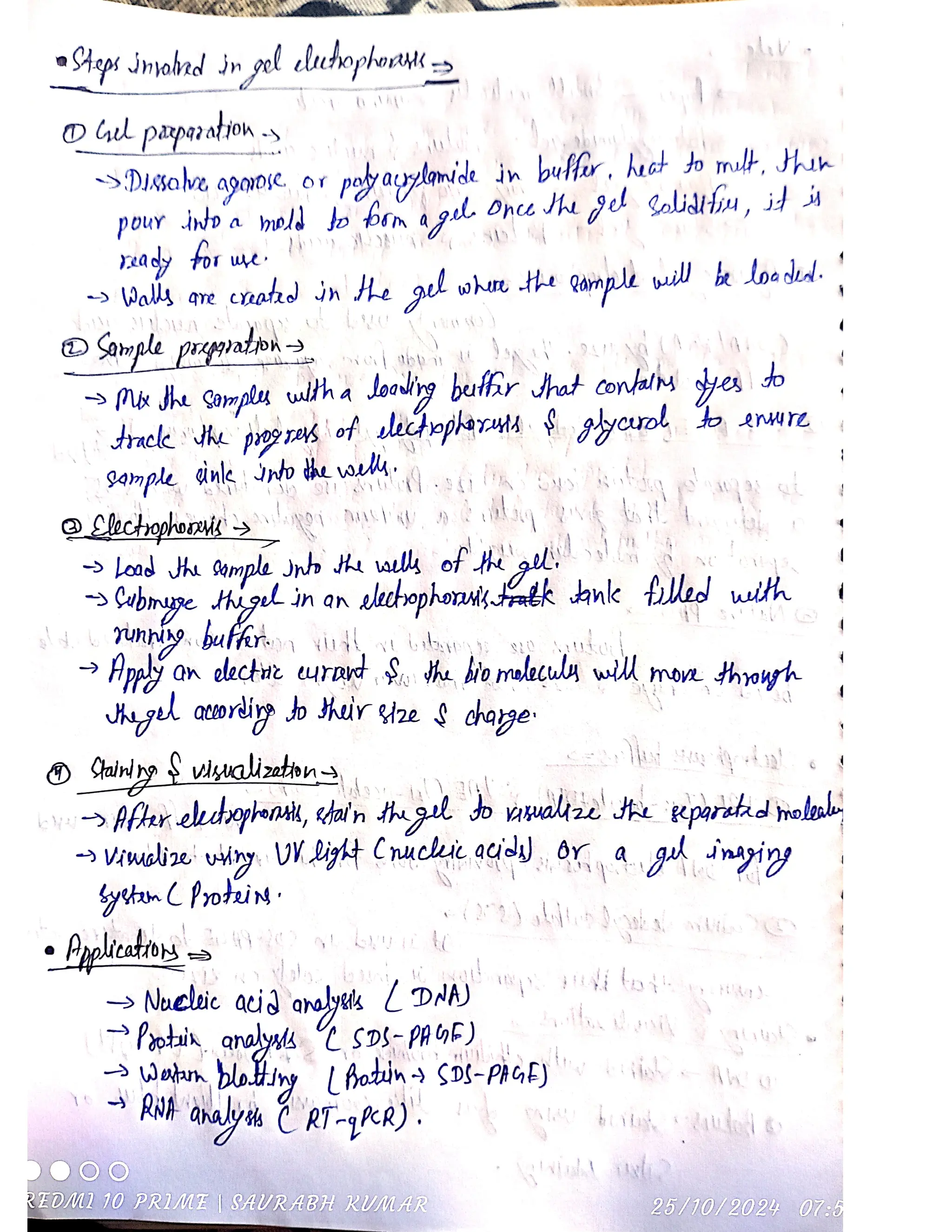 Gel Electrophoresis Short Hand Written Notes.pdf
