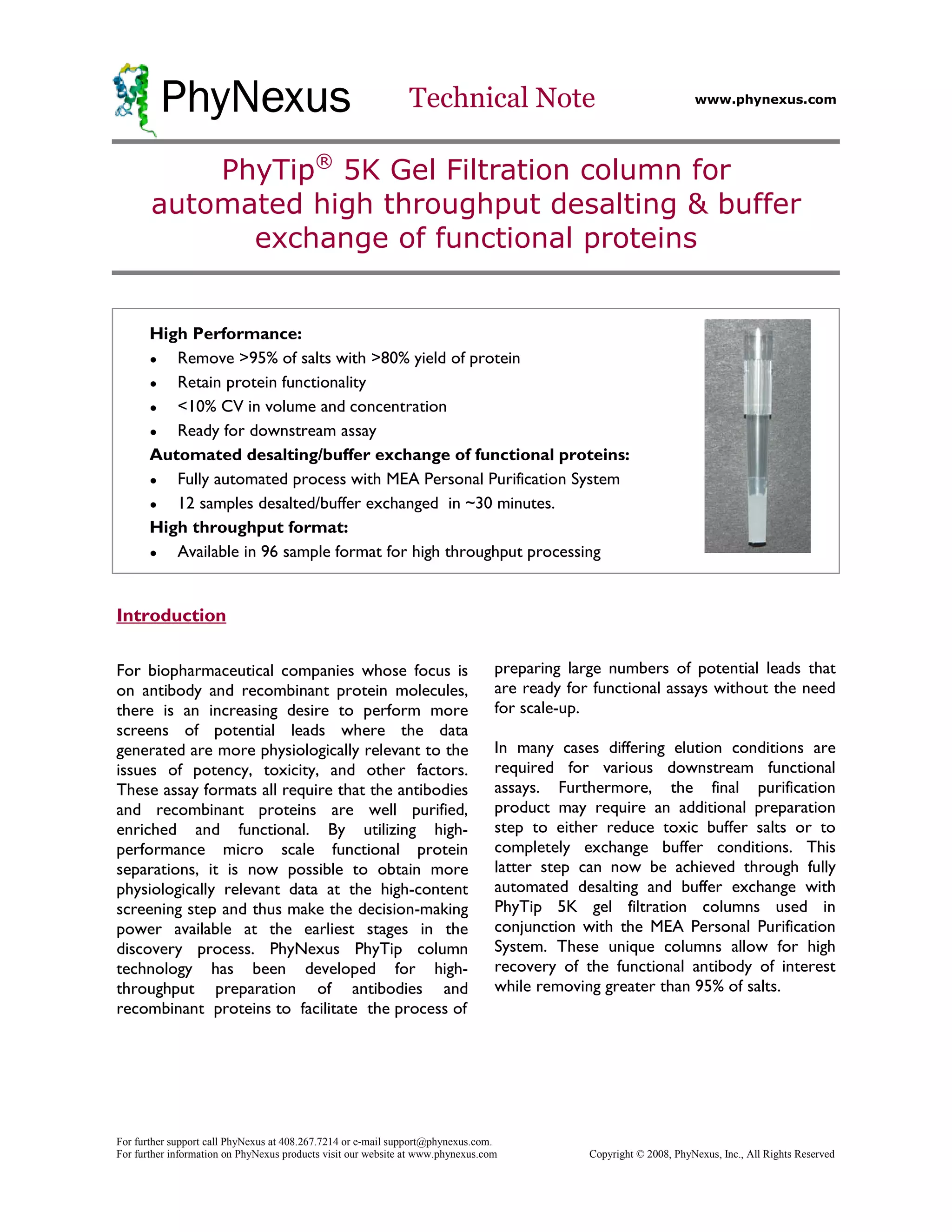 PhyNexus Desalting Columns | PDF
