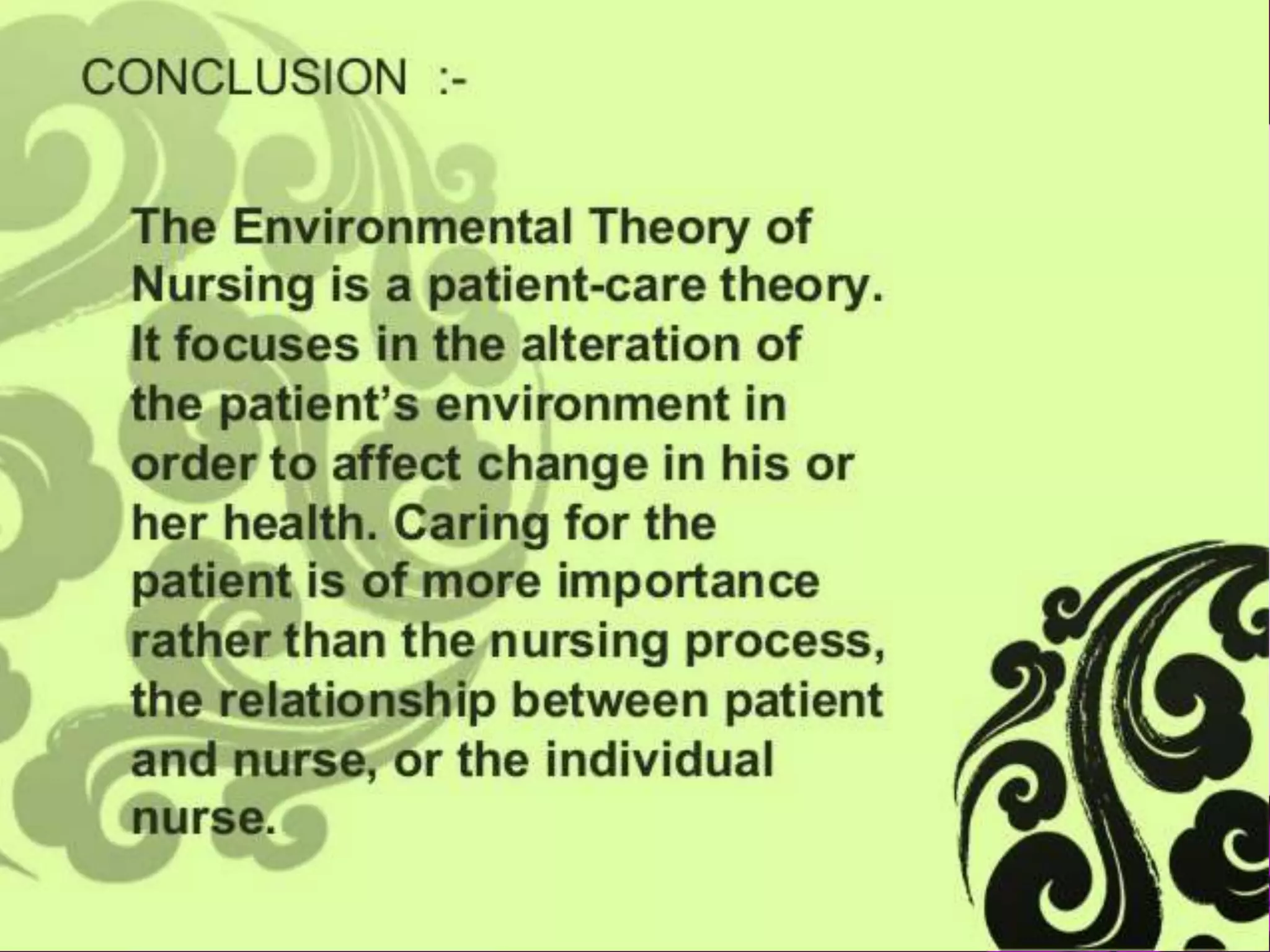 Florence Nightingale's Theory of environment | PPTX