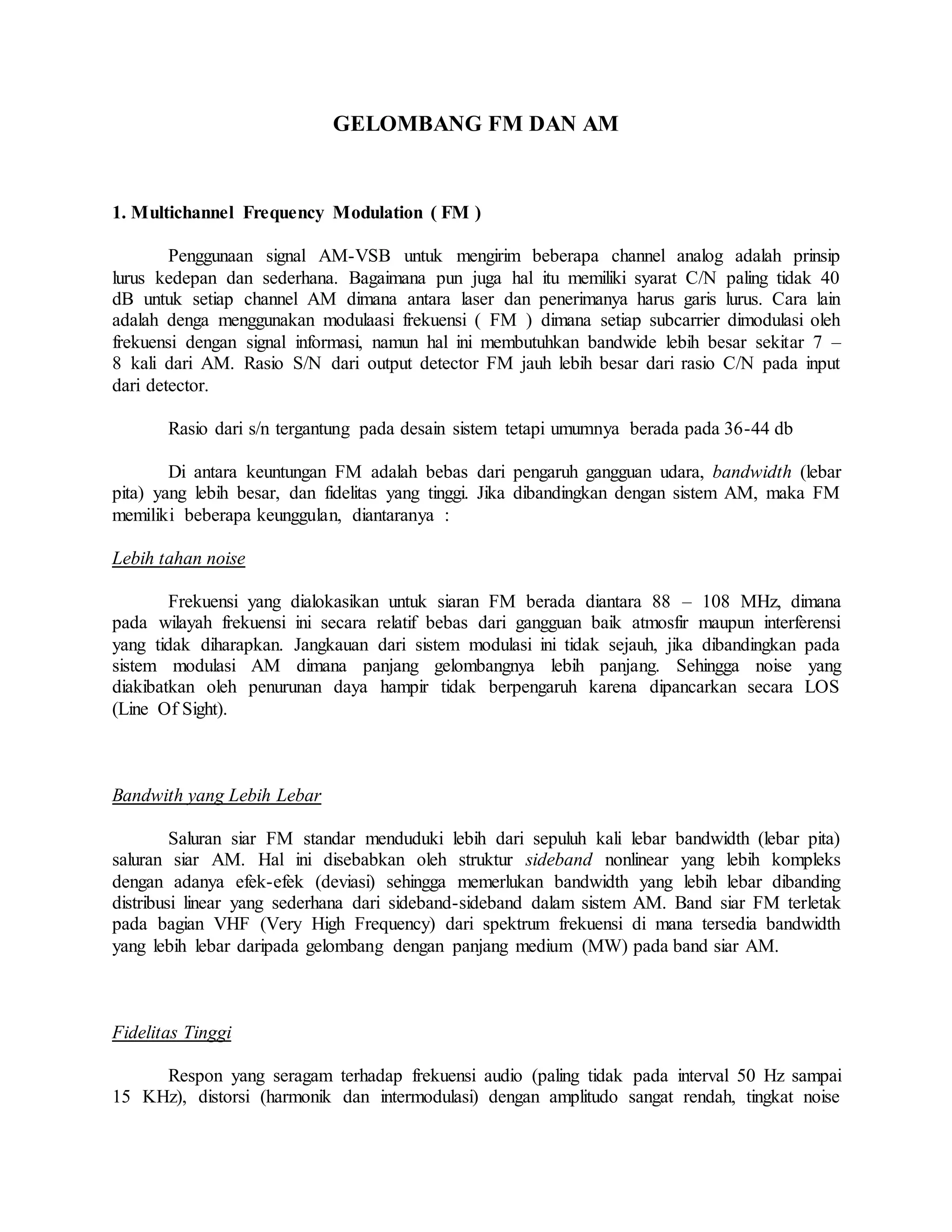 Gelombang FM dan AM | DOCX