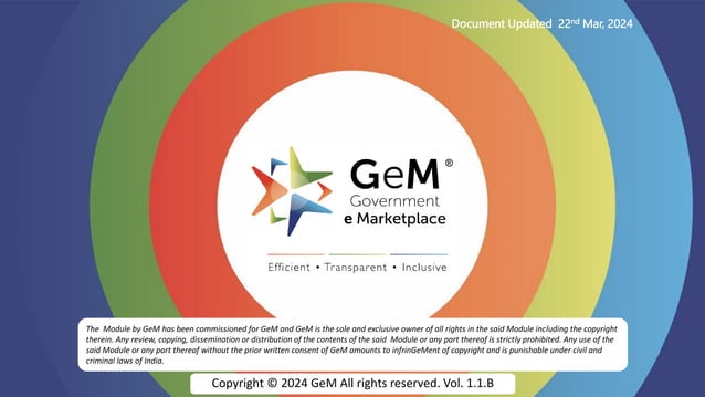 GeM Overview - A DEPARTMENT OF COMMERCE INITIATIVE | PDF