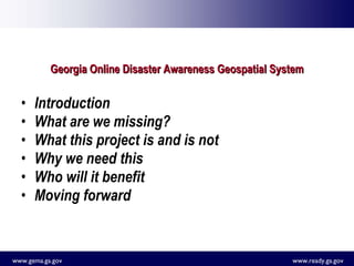 GEMA - Georgia Online Disaster Awareness Geospatial System | PPT