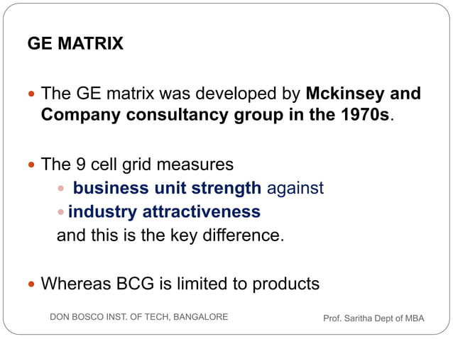 Ge matrix 9X9 General Electrical Matrix | PPT