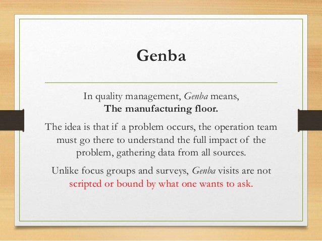 Genba OR Gemba- A Problem Solving Technique