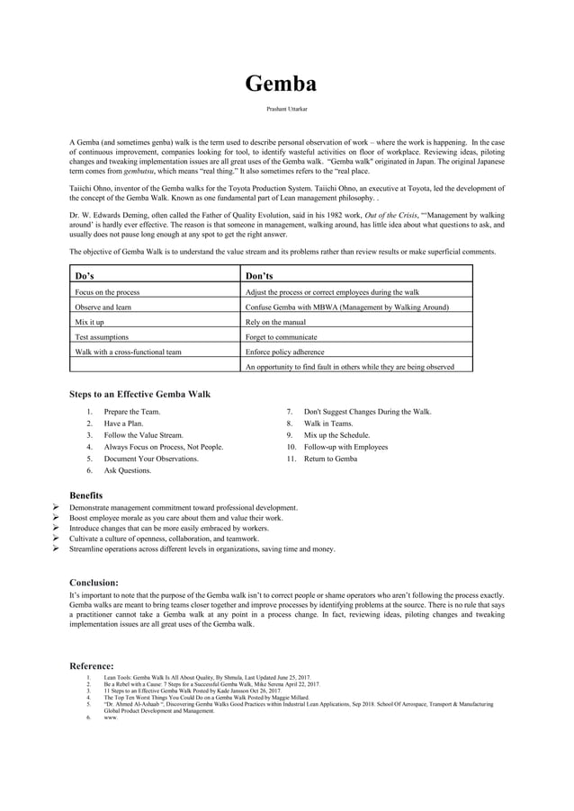 Gemba lean tool | PDF | Business | Business and Finance
