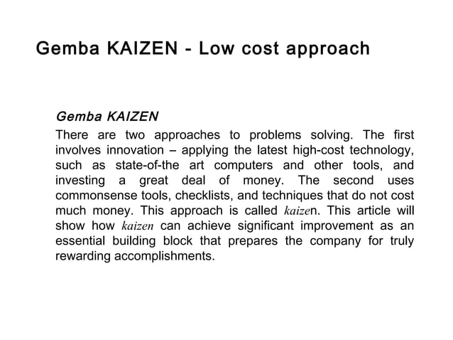 Gemba kaizen | PPT | Business | Business and Finance