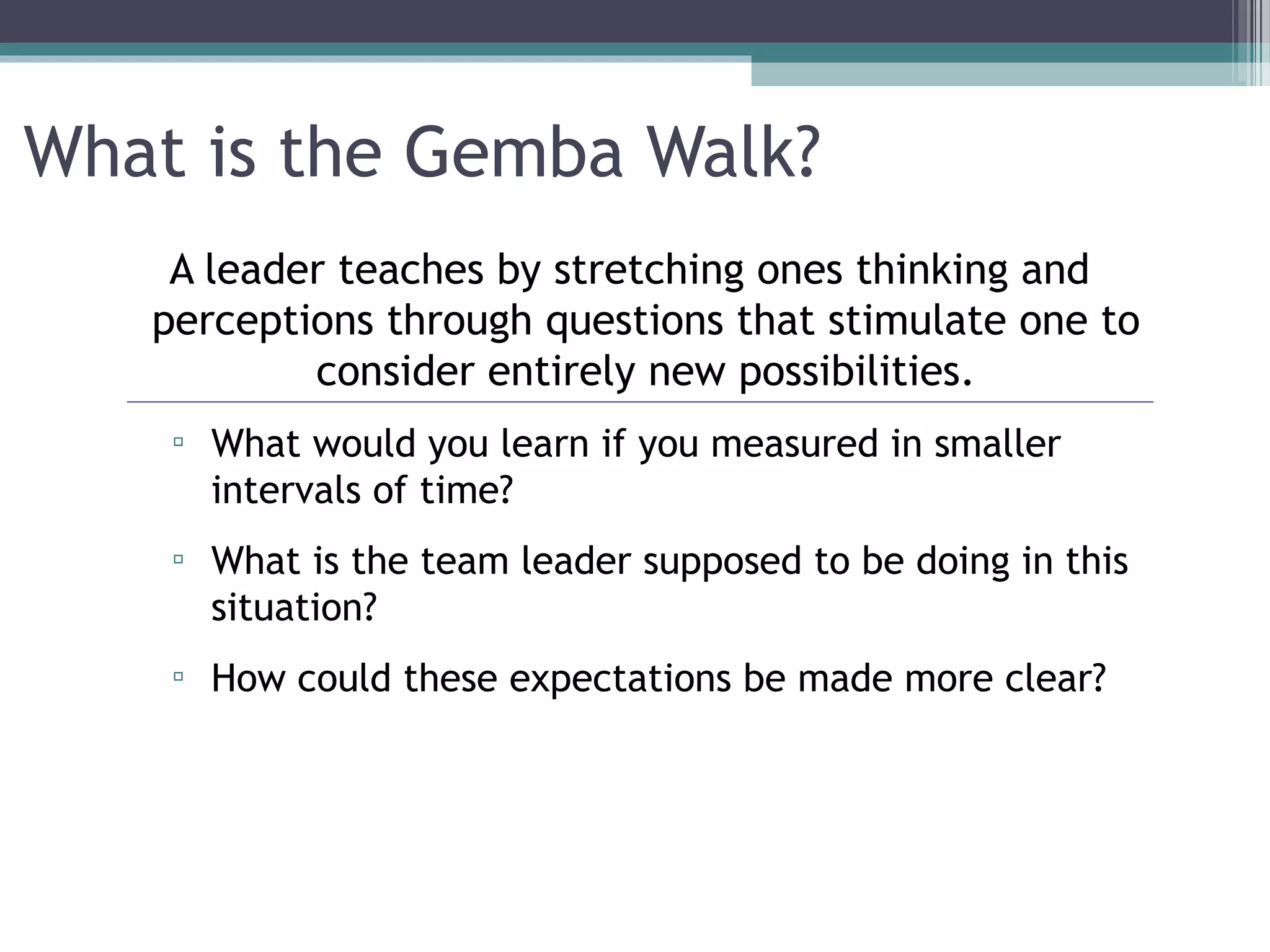 " Gemba walk for Lean Leaders. ; by Zeeshan Syed LSSGB " | PPT