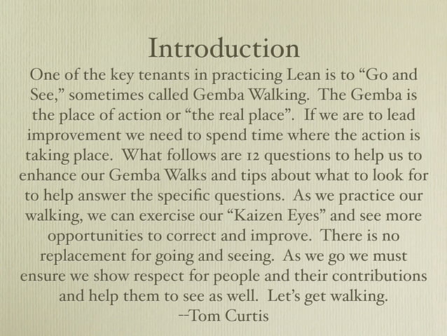 Gemba Walk Questions | PDF